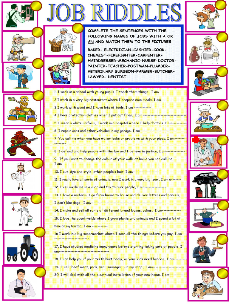 Job Riddles New Fun Activities | PDF