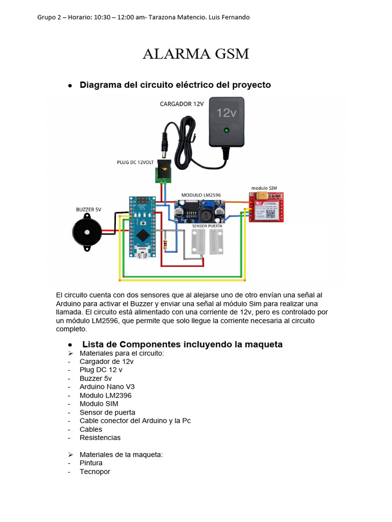 Alarma GSM | PDF | Arduino | Electrónica