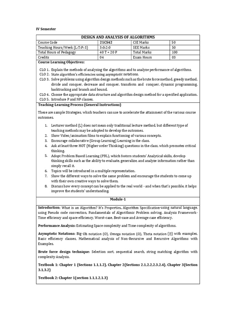DAA Syllabus 2021 Scheme | PDF DAA Syllabus 2021 Scheme | PDF