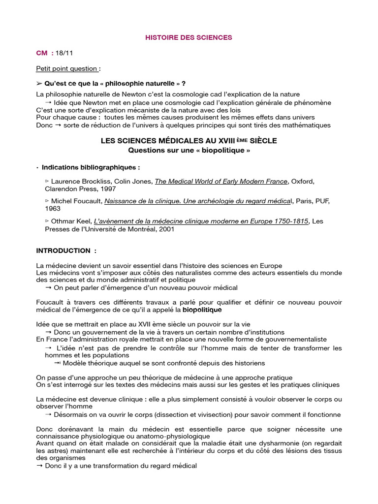 CM Medecine Histoire Des Sciences | PDF