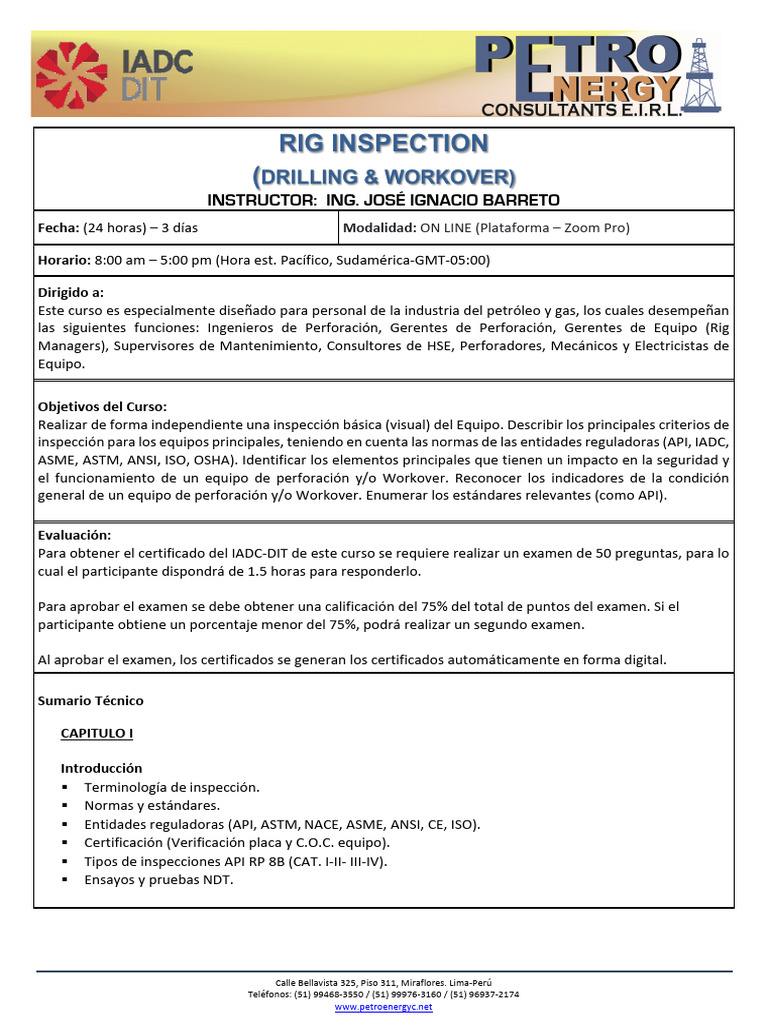 Rig Inspection (Drilling & Workover) - Iadc | PDF