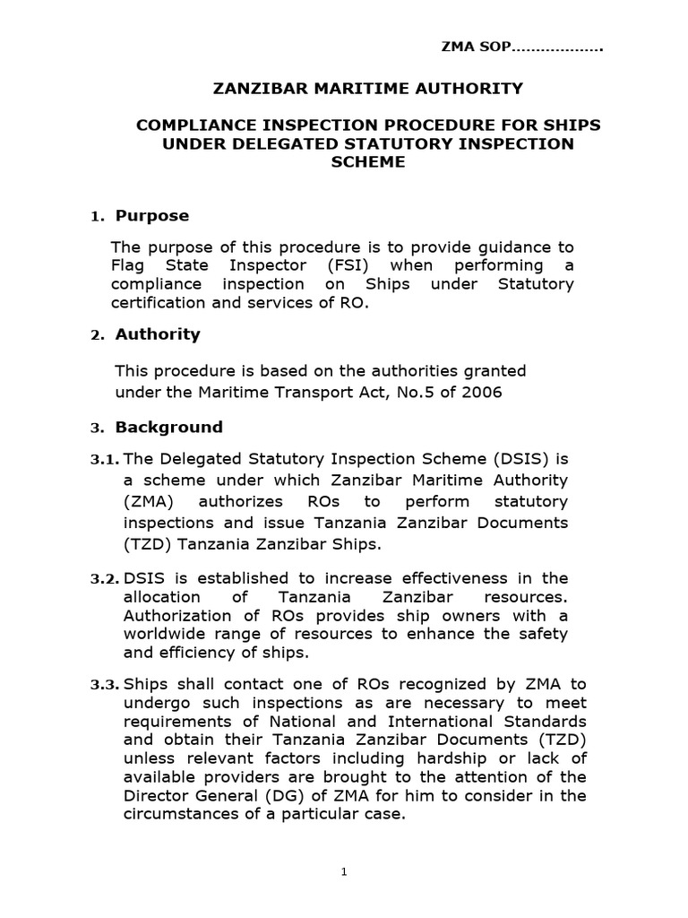 ZMA-Comliance Inspection Procedure | PDF | Sailor | Oil Tanker