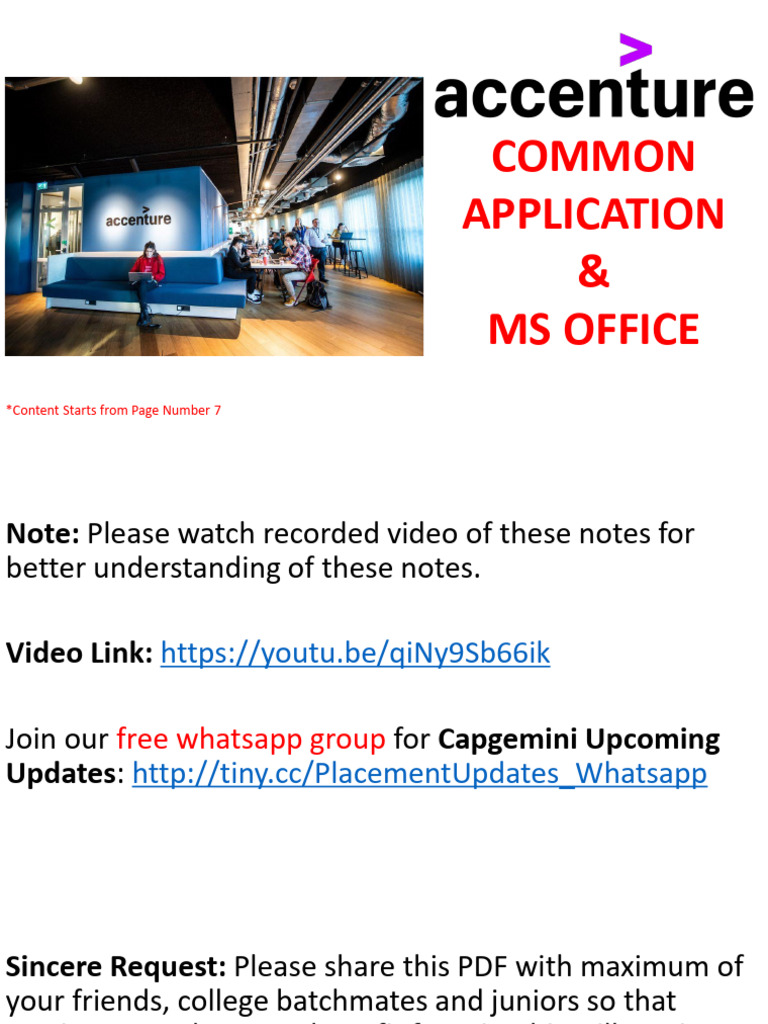 (Notes) Accenture Common Application & MS Office 1 | PDF | Computers