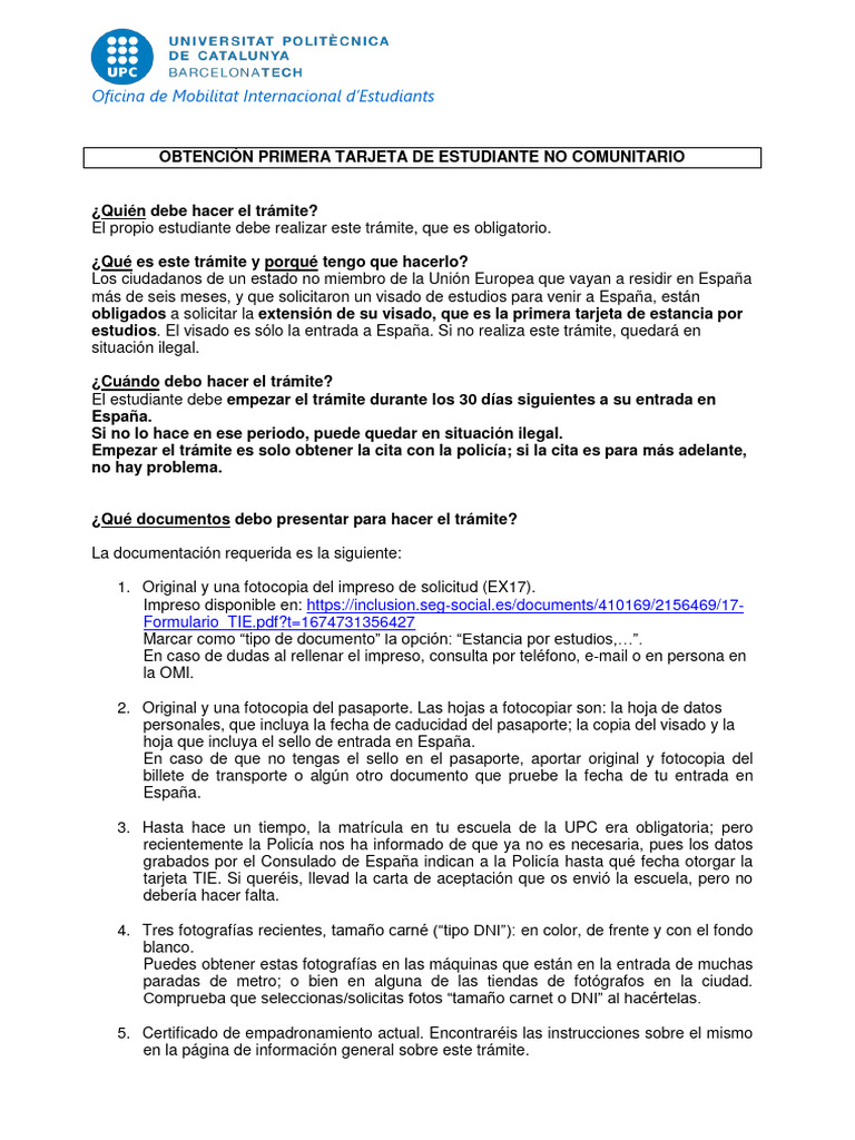 Guía TIE para Estudiantes No Comunitarios | PDF | Gobierno y personalidad