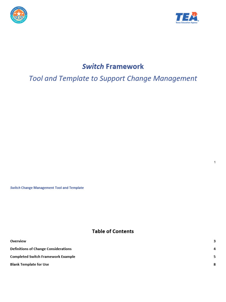 Switch Change Management Tool and Template | PDF | Change Management | Goal