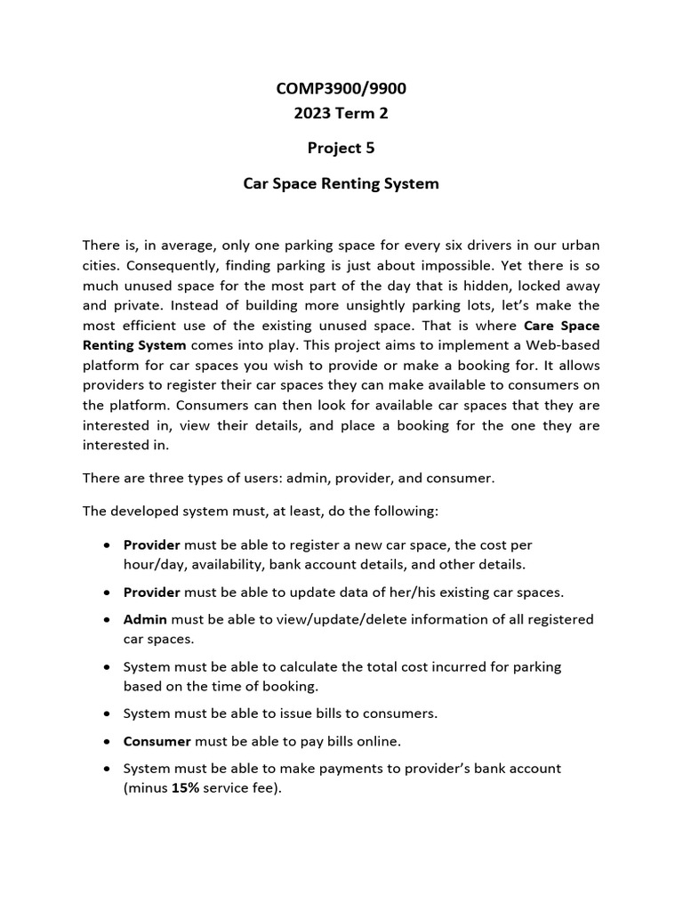 Project5 Car Space Renting System | Download Free PDF | Parking ...