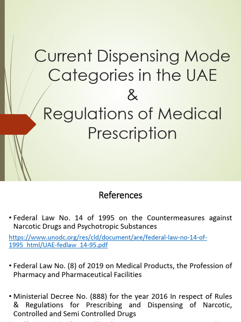 Pharmacy Law - Current Dispensing Mode Categories in The UAE ...
