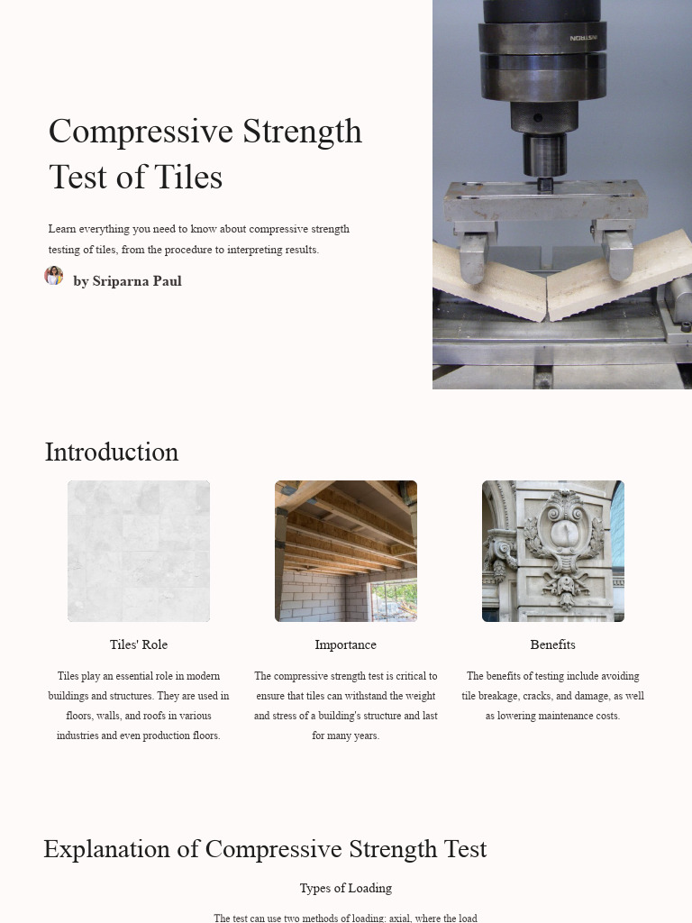 Compressive Strength Test of Tiles | PDF | Strength Of Materials ...