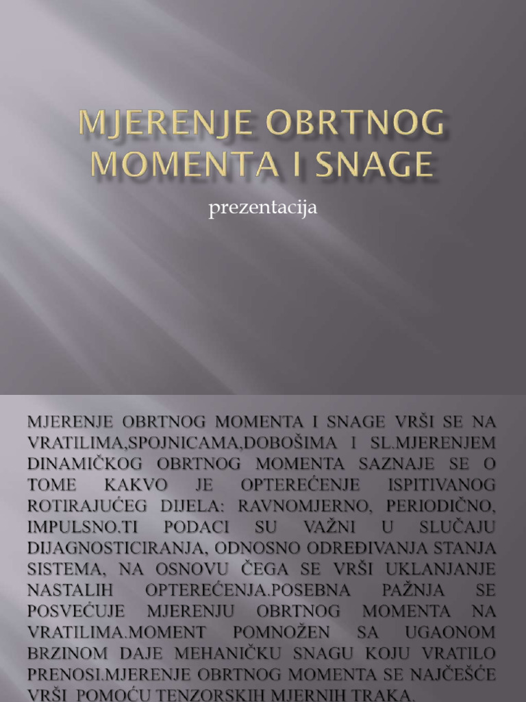 Merenje Obrtnog Momenta I Snage | PDF
