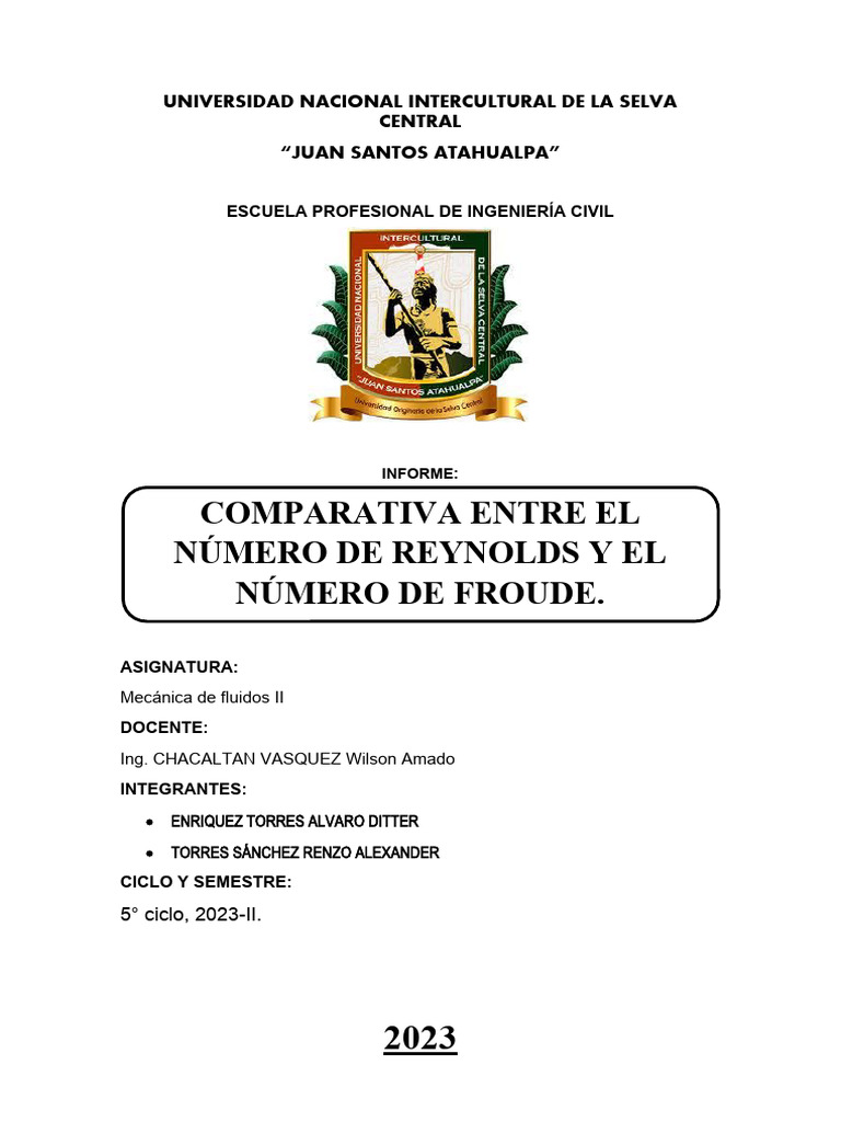 Numeros de Froude y Reynolds 1 | PDF | Flujo laminar | Numero Reynolds
