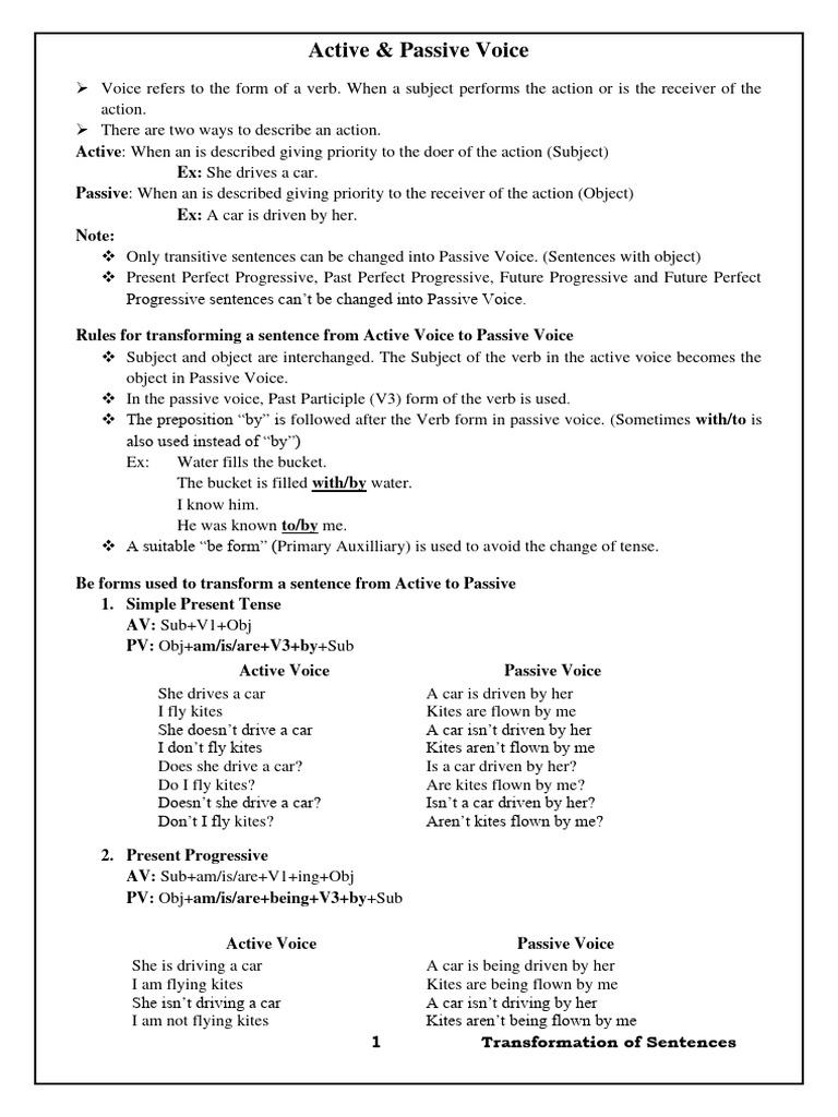Transformation of Sentences | PDF