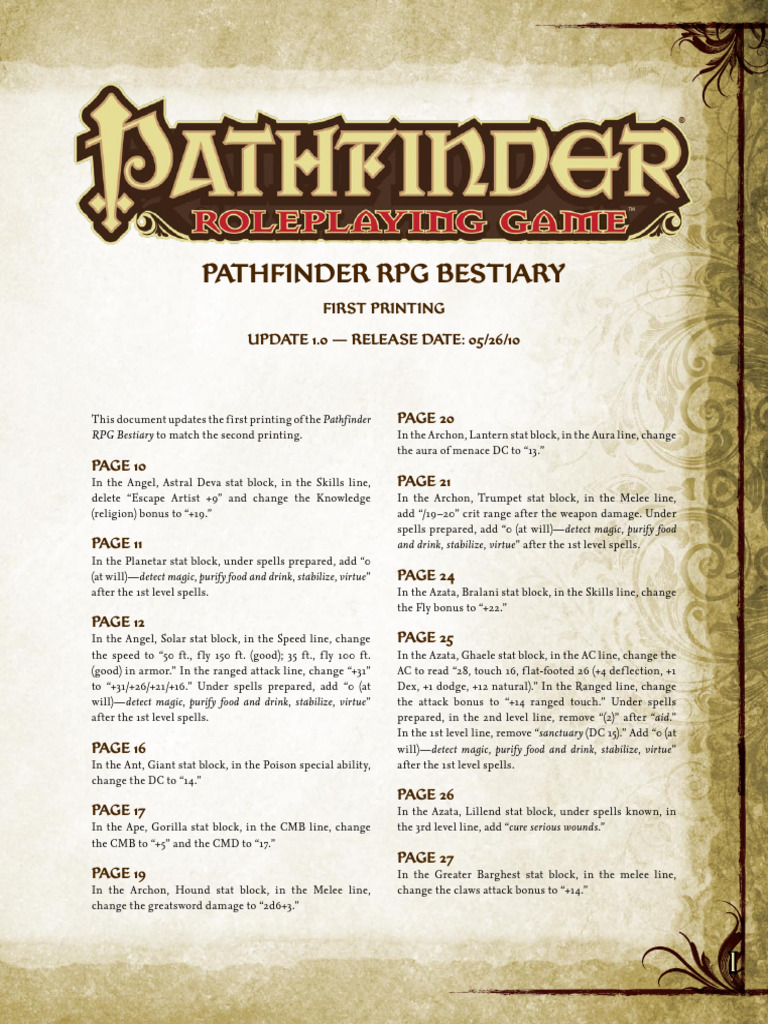 Bestiary (1st Printing) - Errata | PDF | License | Derivative Work