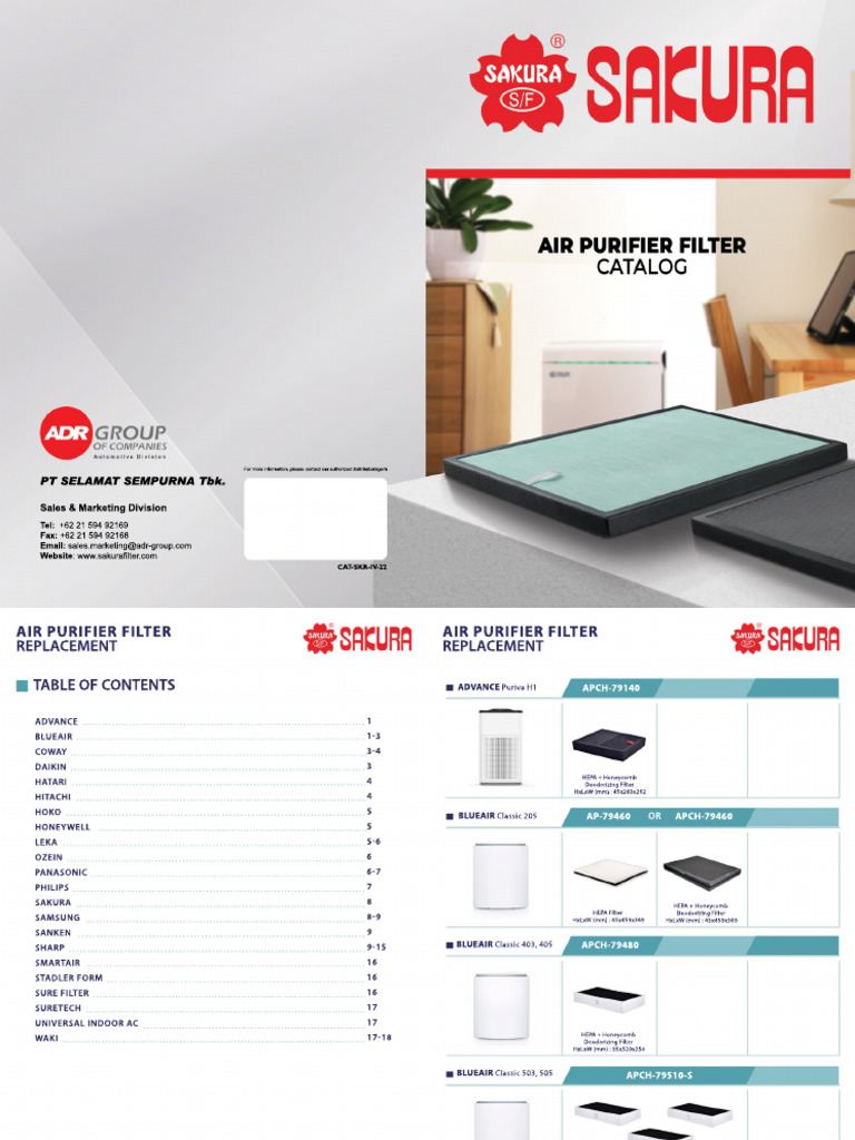 Sakura Air Purifier Filter Sub Catalog 0223 | PDF