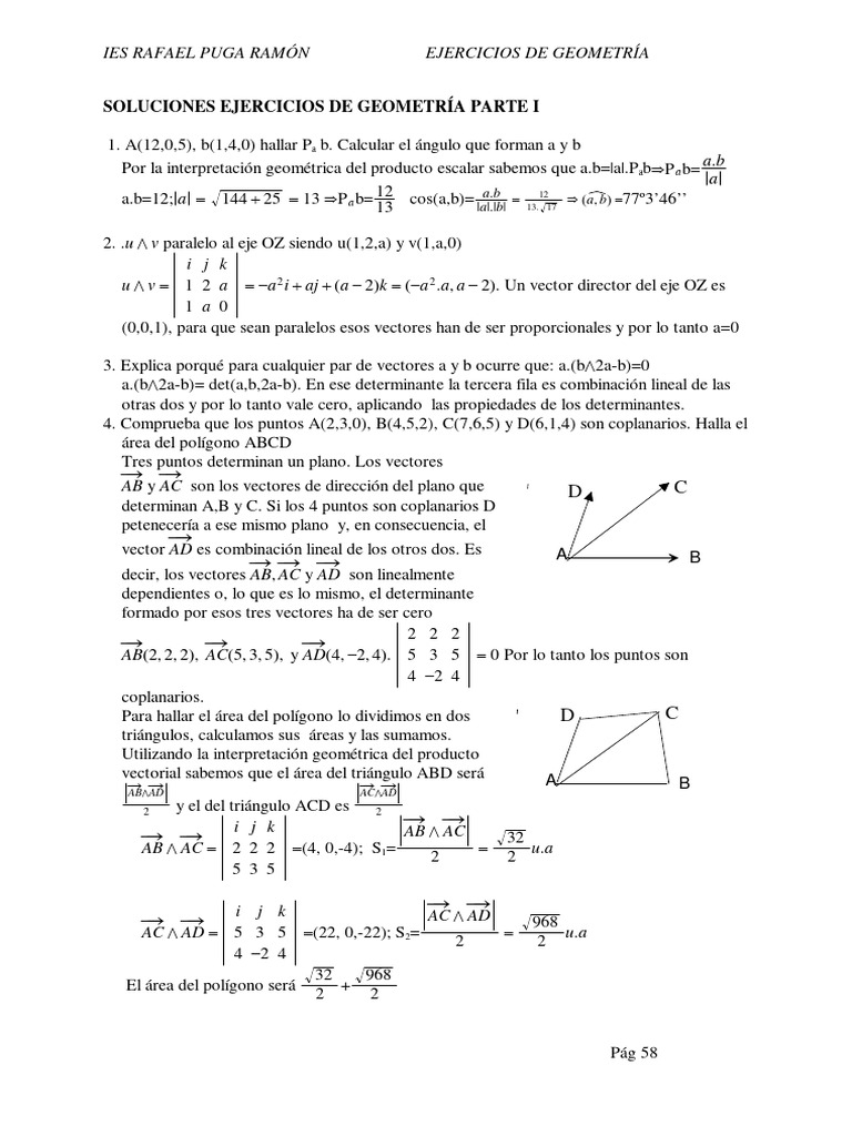 4 Soluciones Ejercicios Geometría Parte 1 19-20 | PDF | Línea (geometría) | Ecuaciones