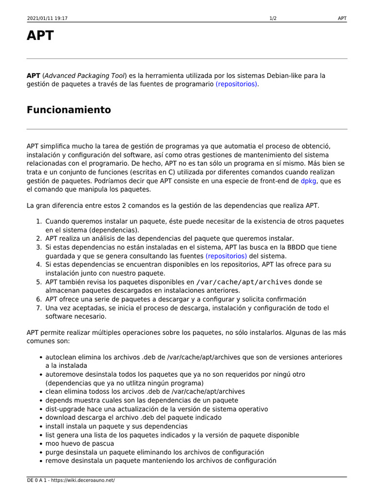 Funcionamiento: APT (Advanced Packaging Tool) Es La Herramienta ...