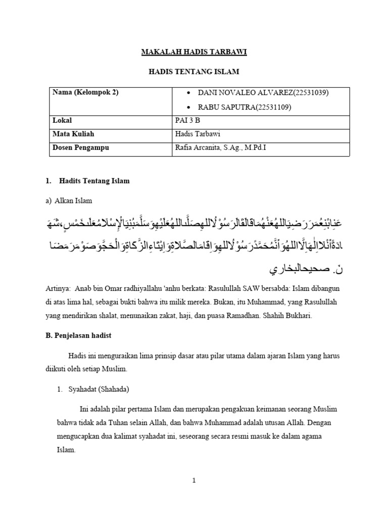 makalah hadist arkanul islam | PDF