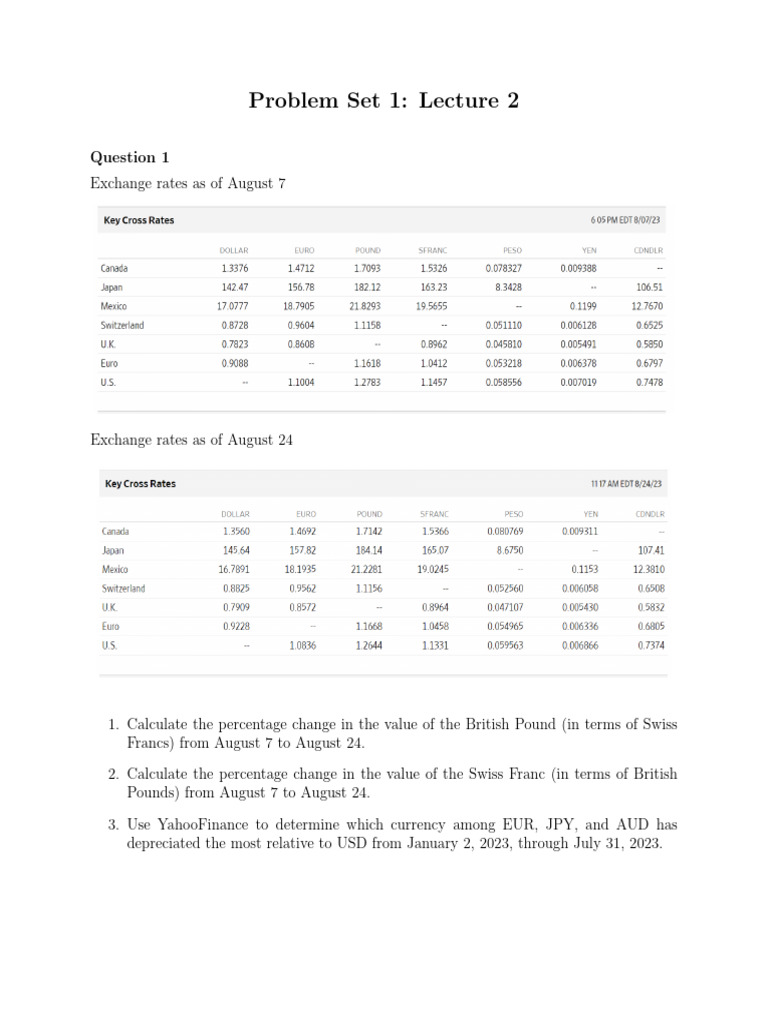 Problem Set # 1 Lecture 2 | PDF