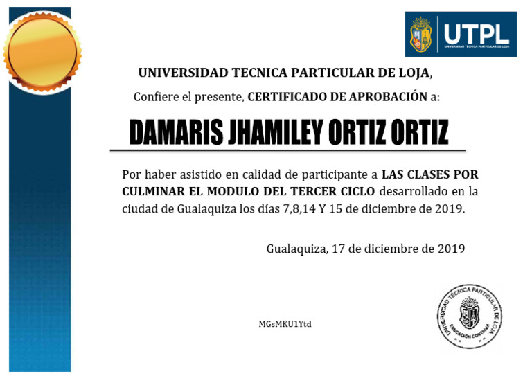 Utpl Certificado | PDF