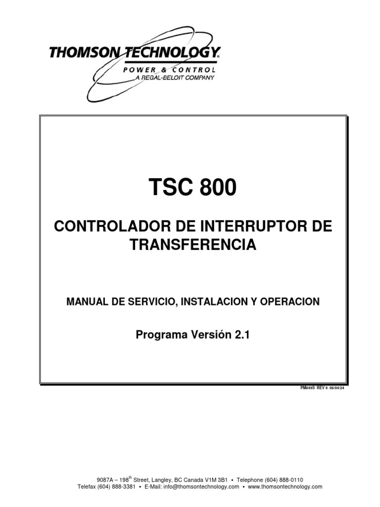 TSC 800 Transfer Switch Controller Manual | PDF | Computers