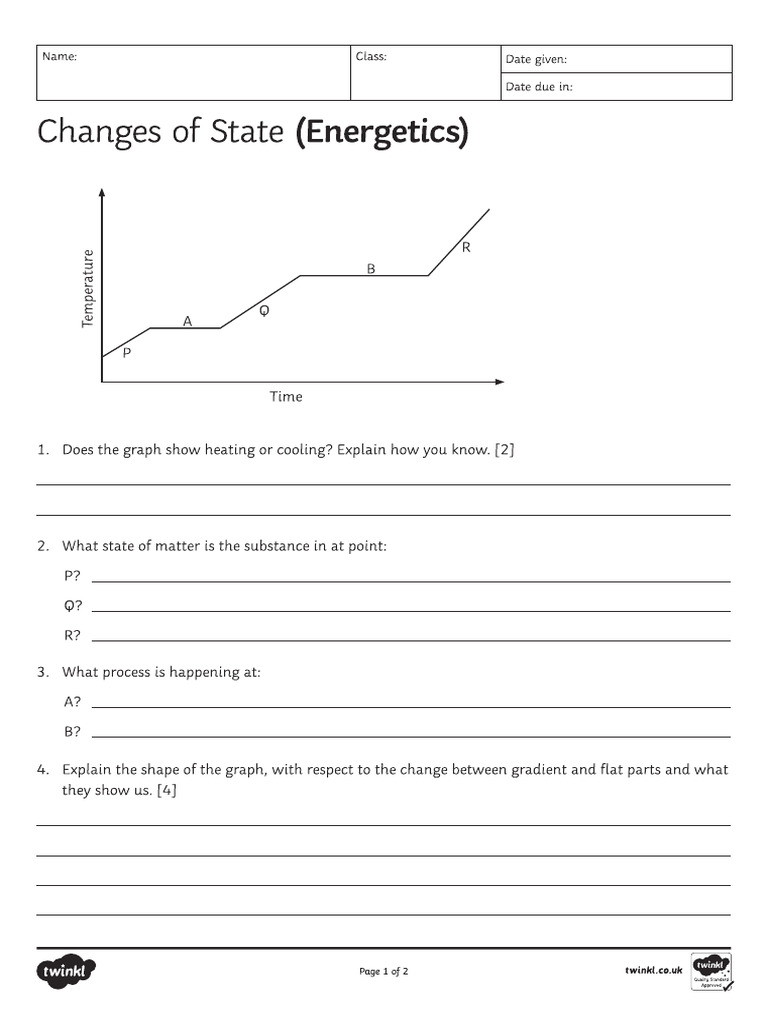 t3 Sc 315 Ks3 Changes of State Energetics Homework Activity Sheet | PDF