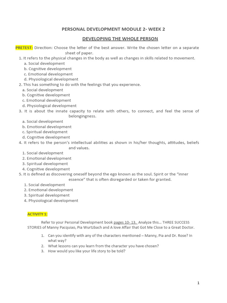 Personal Development Module 2 | PDF | Emotions | Cognition