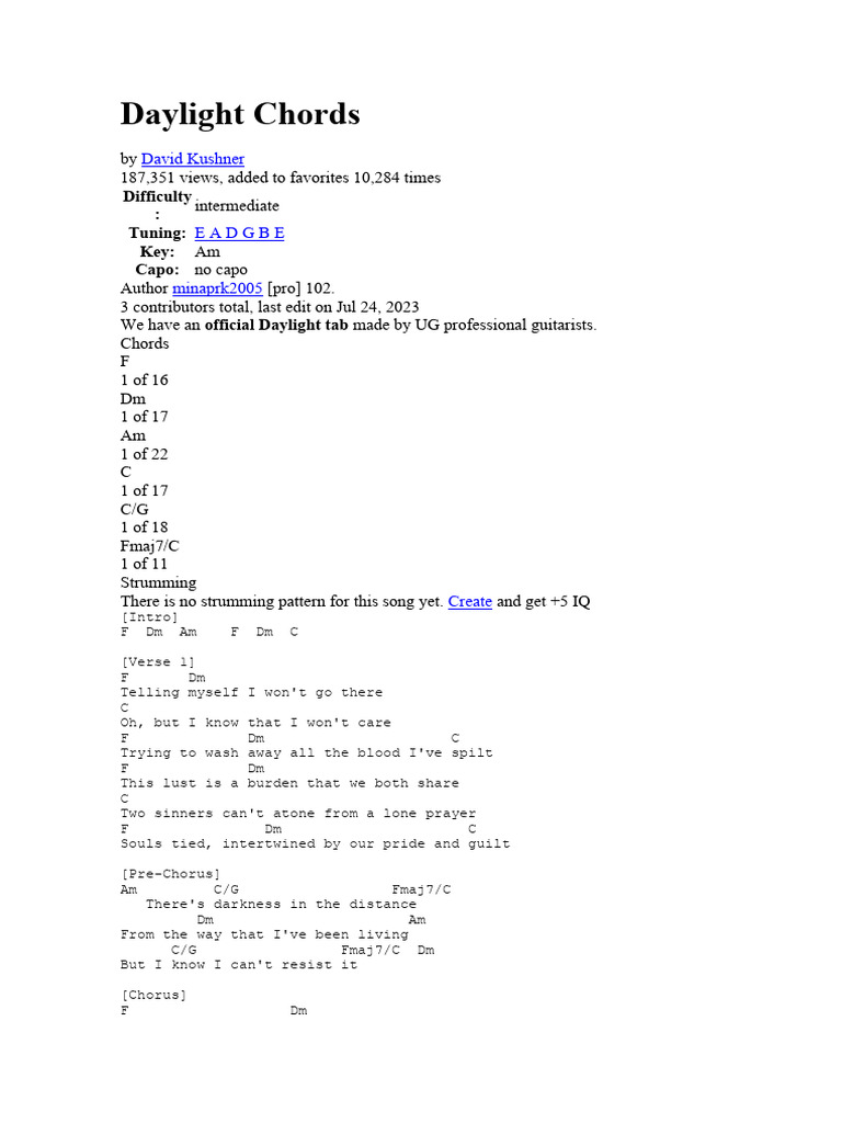 Daylight Chords | PDF