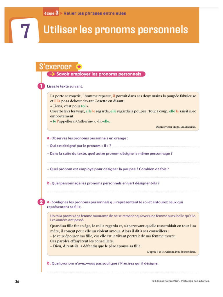 Utiliser Les Pronoms Personnels | PDF