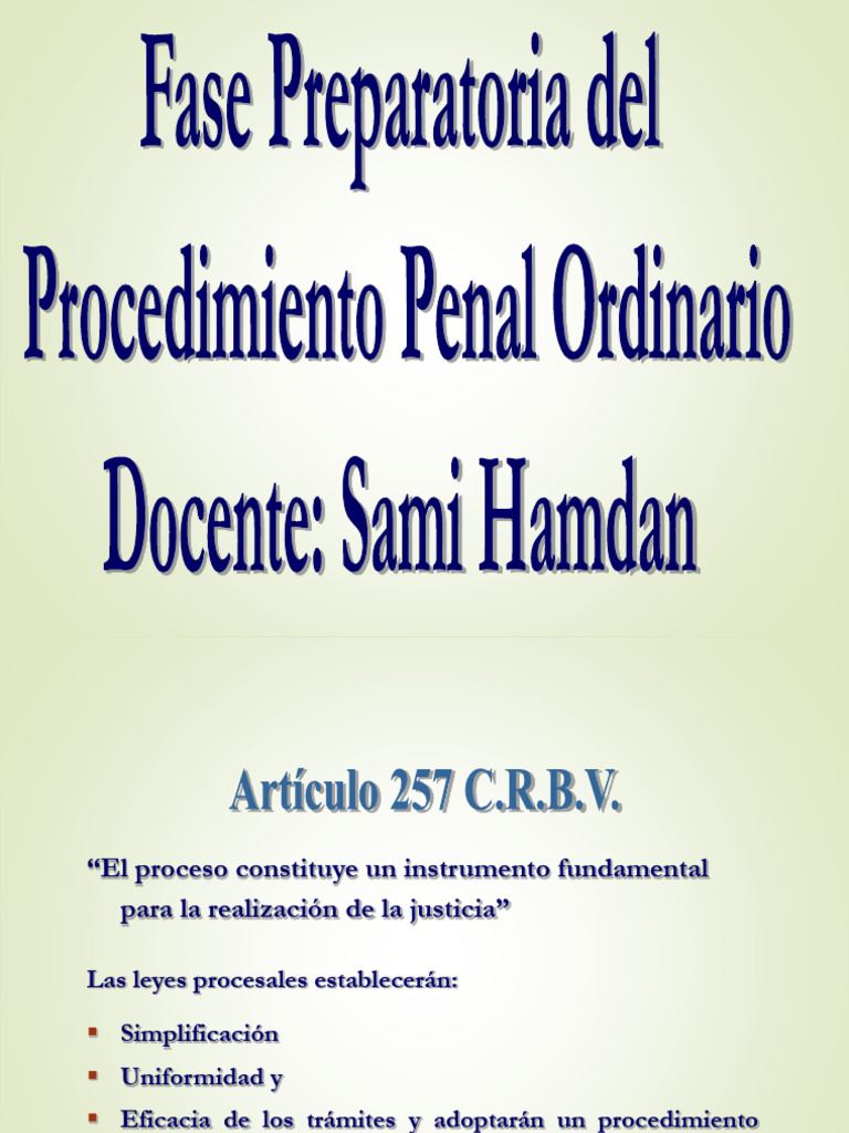Fase Preparatoria Del Procedimiento Penal Ordinario - Sami Hamdan | PDF ...
