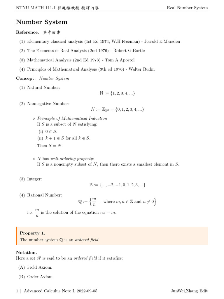 Advanced Calculus NTNU Note 09052022 | PDF | Real Number | Field ...