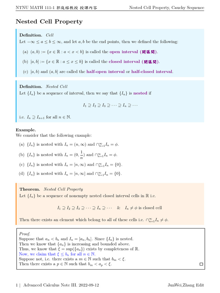 Advanced Calculus NTNU Note 09122022 | PDF