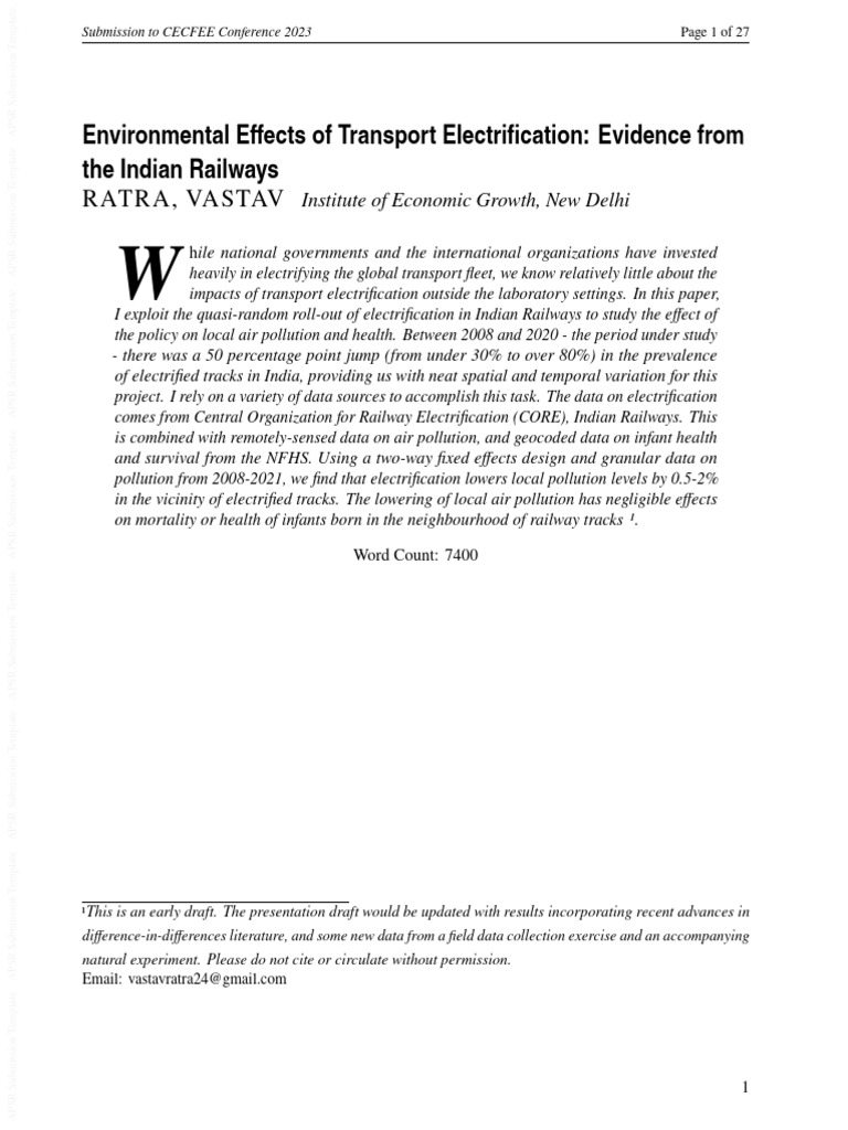 Impact of Indian Railways Electrification | PDF | Rail Transport | Air ...