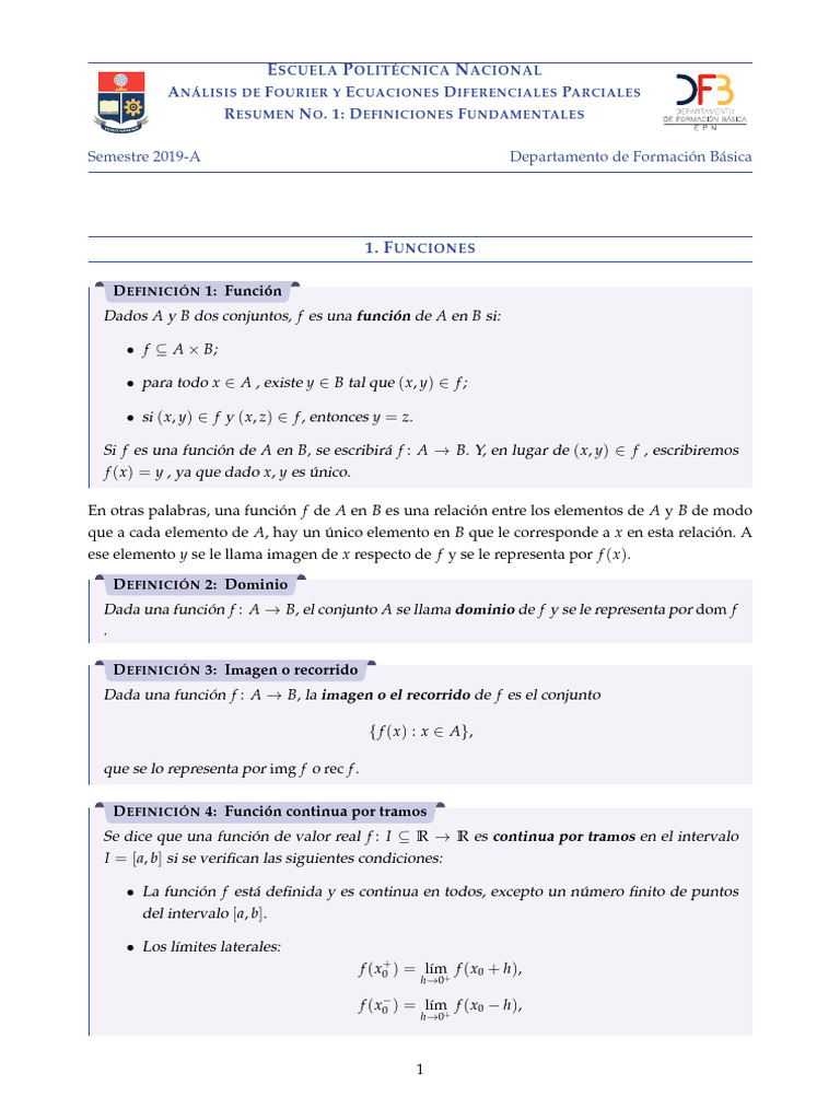 Resumen Análisis de Fourier y EDPs 2019A EPN | PDF