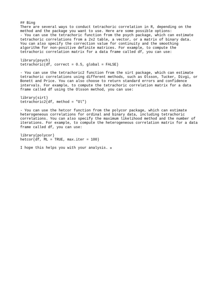 Tetrachoric Correlation Pdf