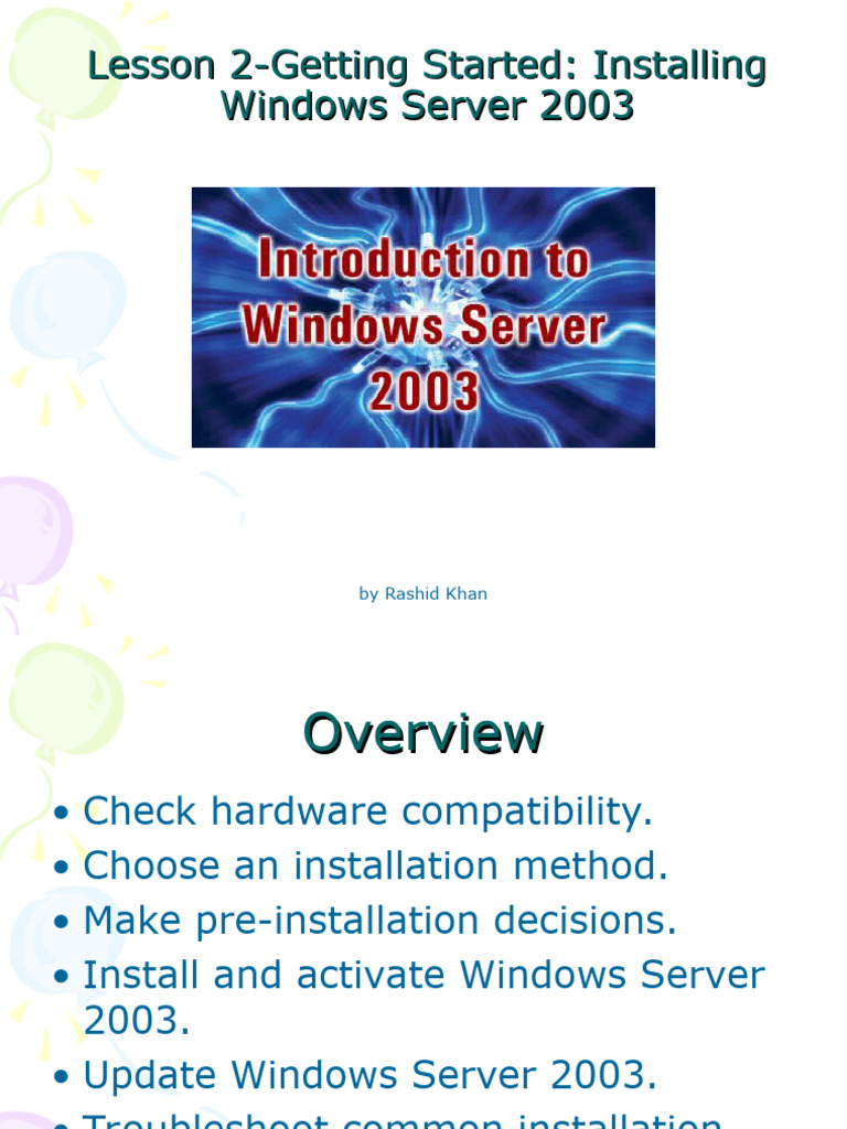 Windows Server 2003 Installation | PDF | Installation (Computer Programs) | Microsoft Windows
