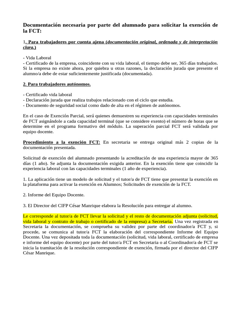 Explicacion Exención FCT | PDF