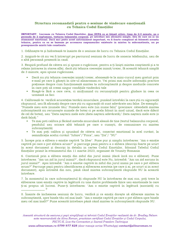 Cum Folosesc Tabelul Codul Emotiilor Tehnica Codul Emotiilor | PDF