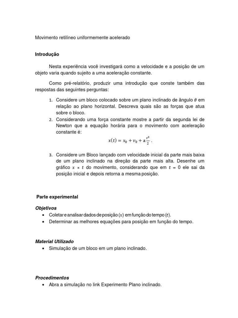 Aula C3 - Movimento Retilíneo Uniformemente Acelerado | PDF ...