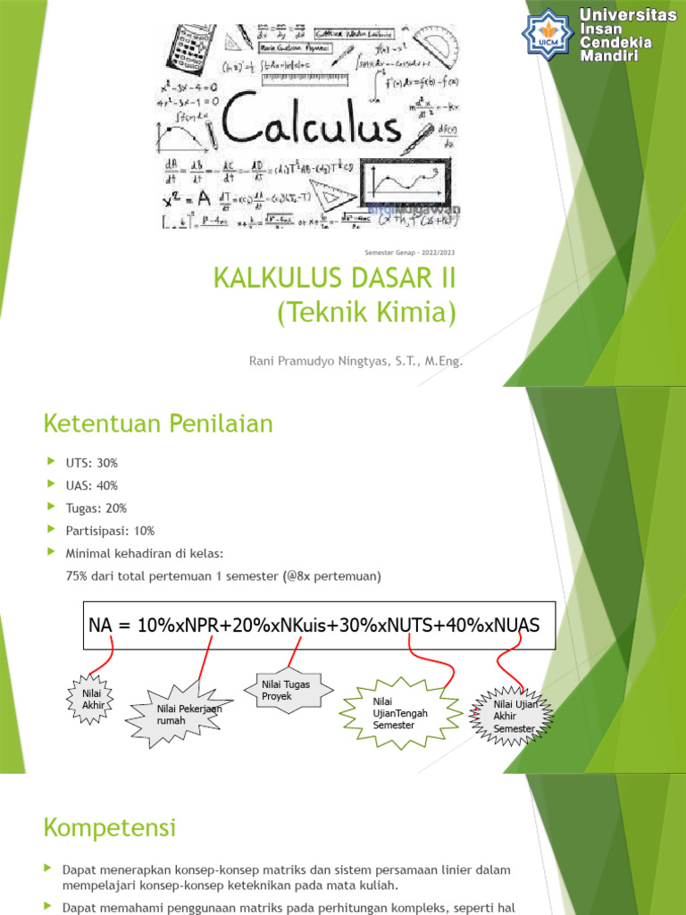 Kalkulus Dasar II - Kuliah 02 - Matriks | PDF