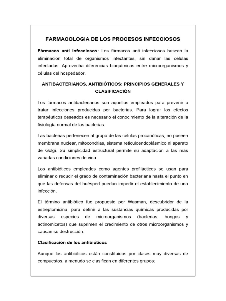 Farmacologia de Los Procesos Infecciosos | PDF