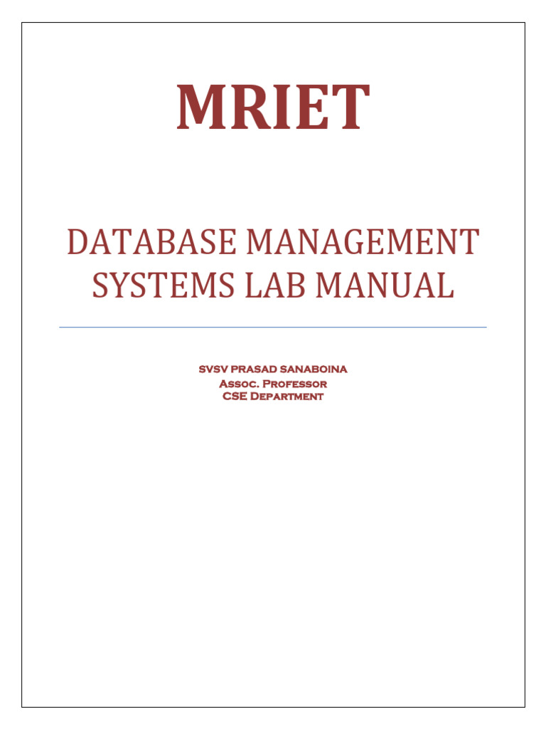 CSE DBMS Lab Guidelines | PDF | Databases | Computer Programming