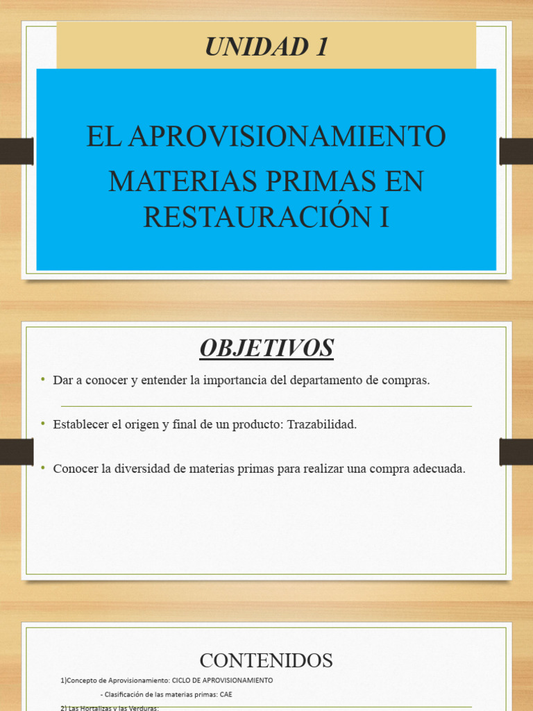 Unidad 1. Las Materias Primas en Restauración Modificado | PDF