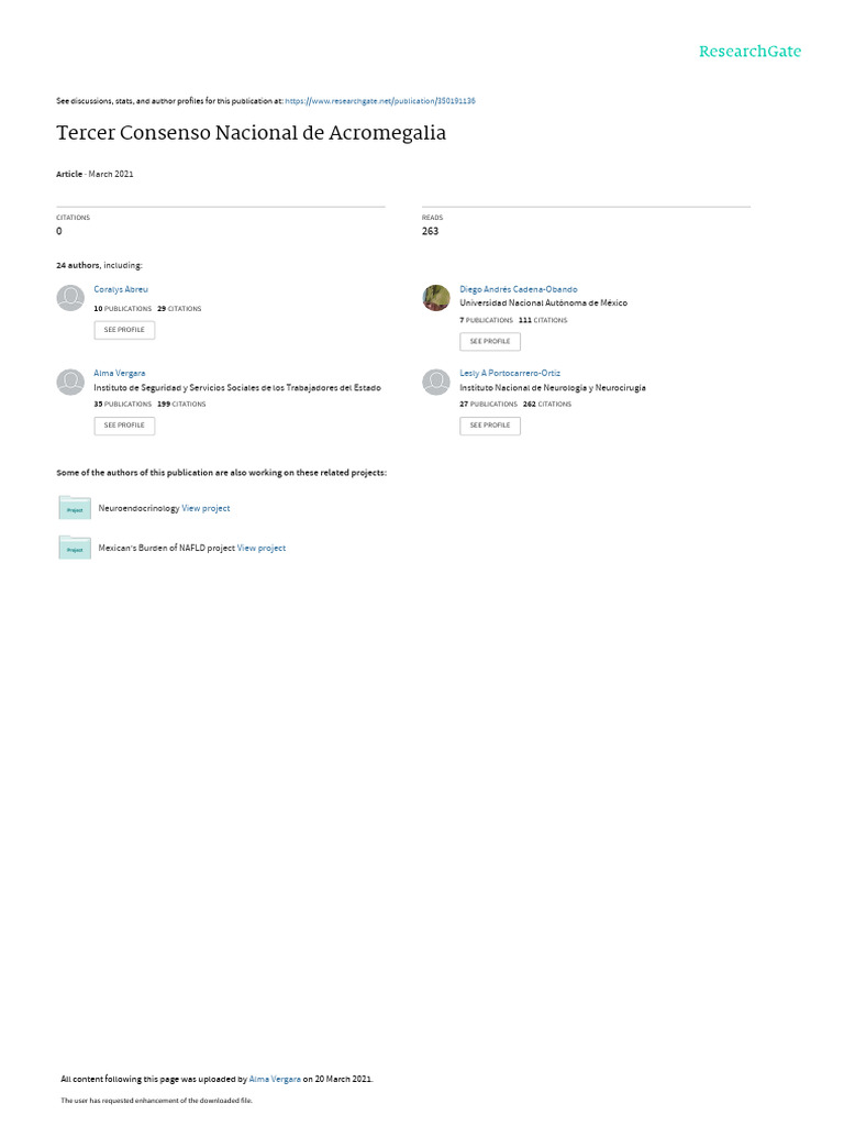 Tercer Consenso Nacionalde Acromegalia | PDF | La insulina tiene gusto del factor de crecimiento ...