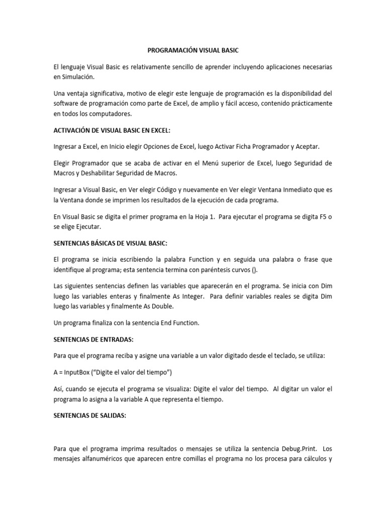 Programacion Visual Basic-1 | Descargar gratis PDF | Programación ...