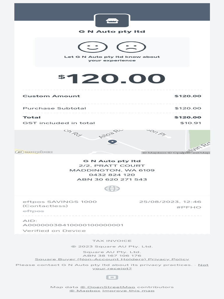 Receipt From G N Auto Pty LTD | PDF