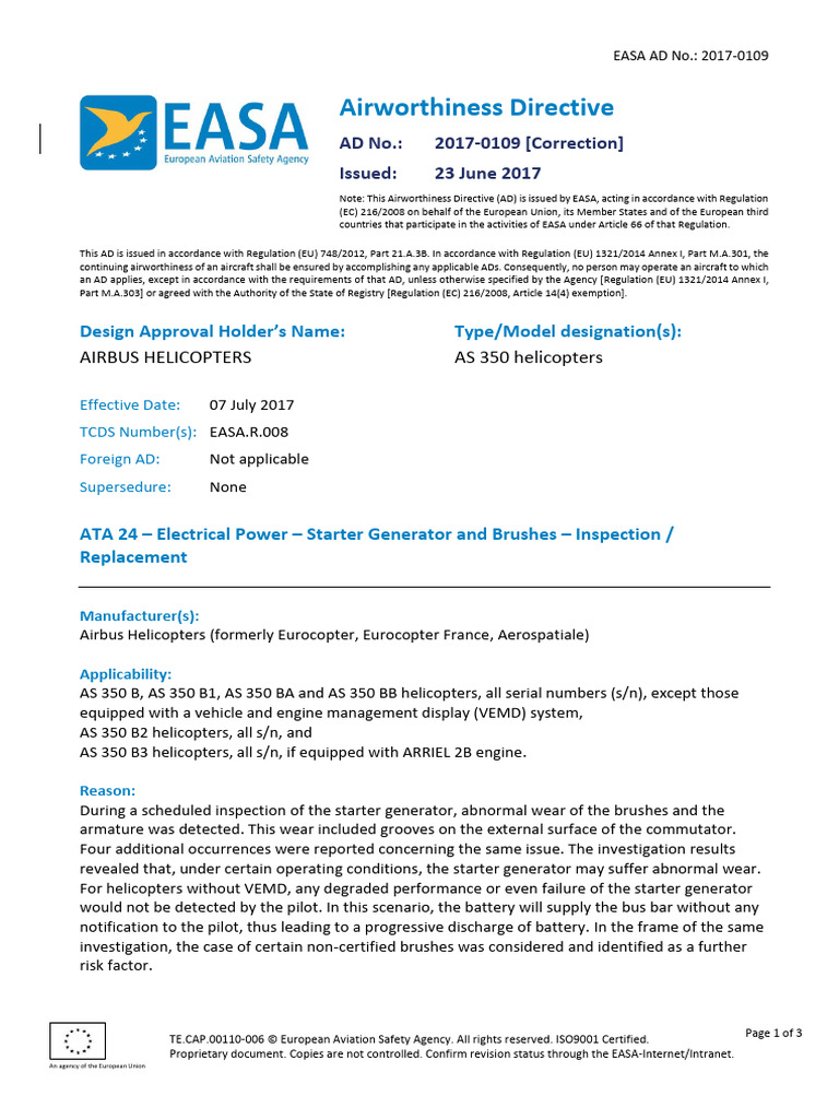Easa Ad 2017-0109 1 | PDF | Business | Computers