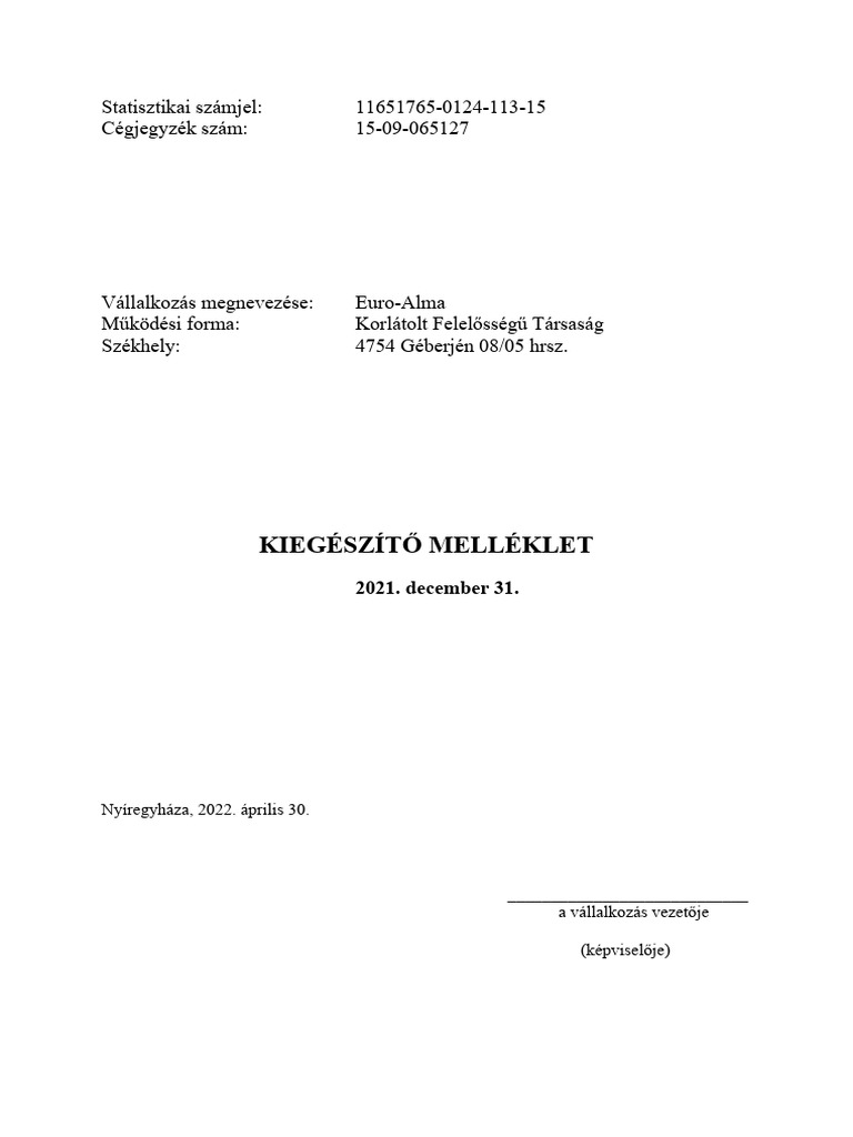 Euro-Alma Kieg Melleklet 2021 | PDF