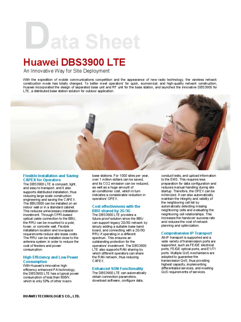 Huawei DBS3900 Brochure | PDF | Lte (Telecommunication) | Base Station