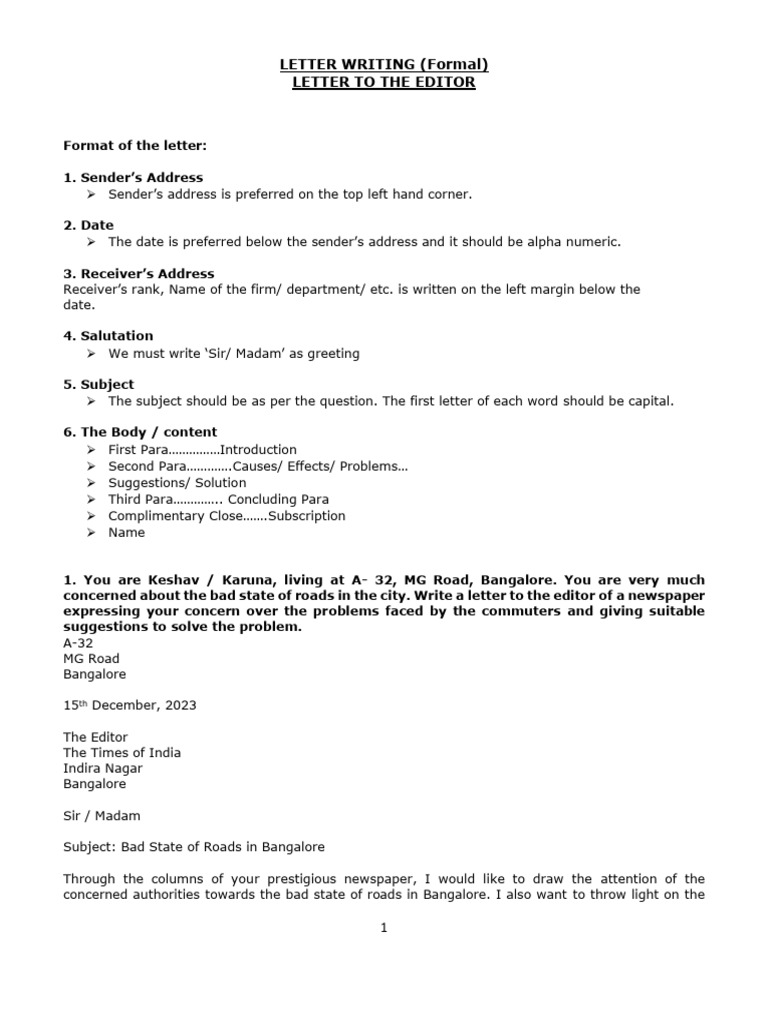 Formal Letter Writing Guide | PDF