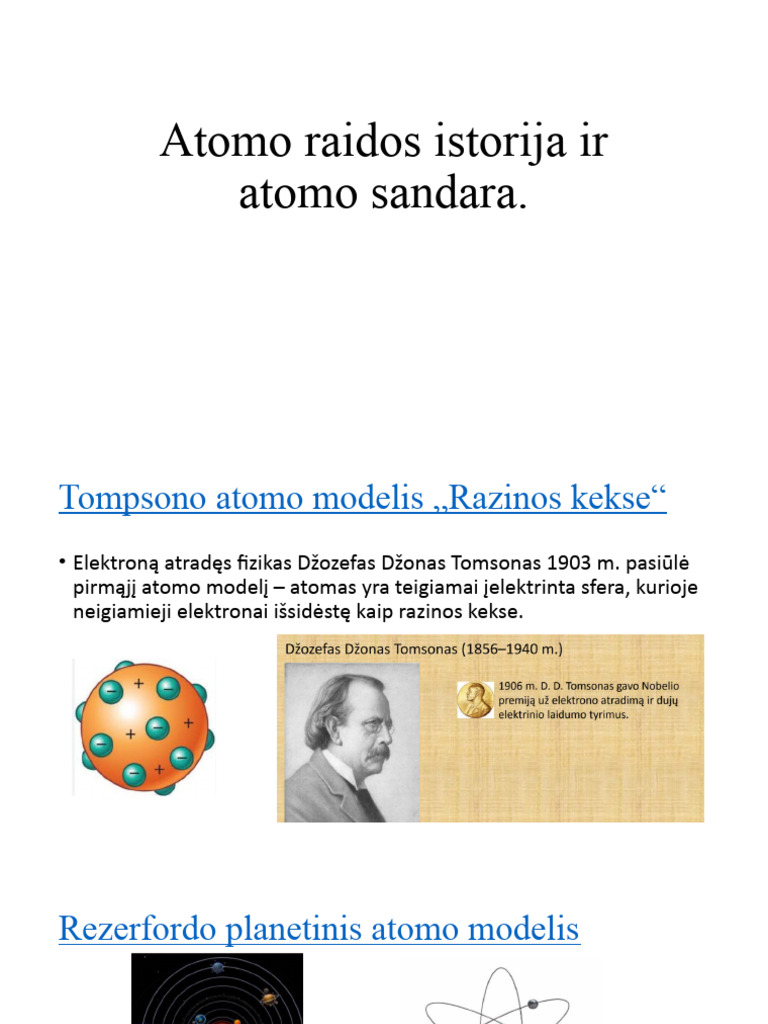 atomo raidos istorija ir atomo sandara | PDF