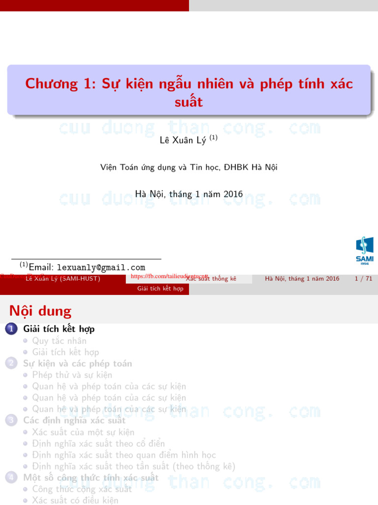 Xac Suat Thong Ke Le Xuan Ly Chapter1 Su Ngau Nhien Va Phep Tinh Xac Suat (Cuuduongthancong ...